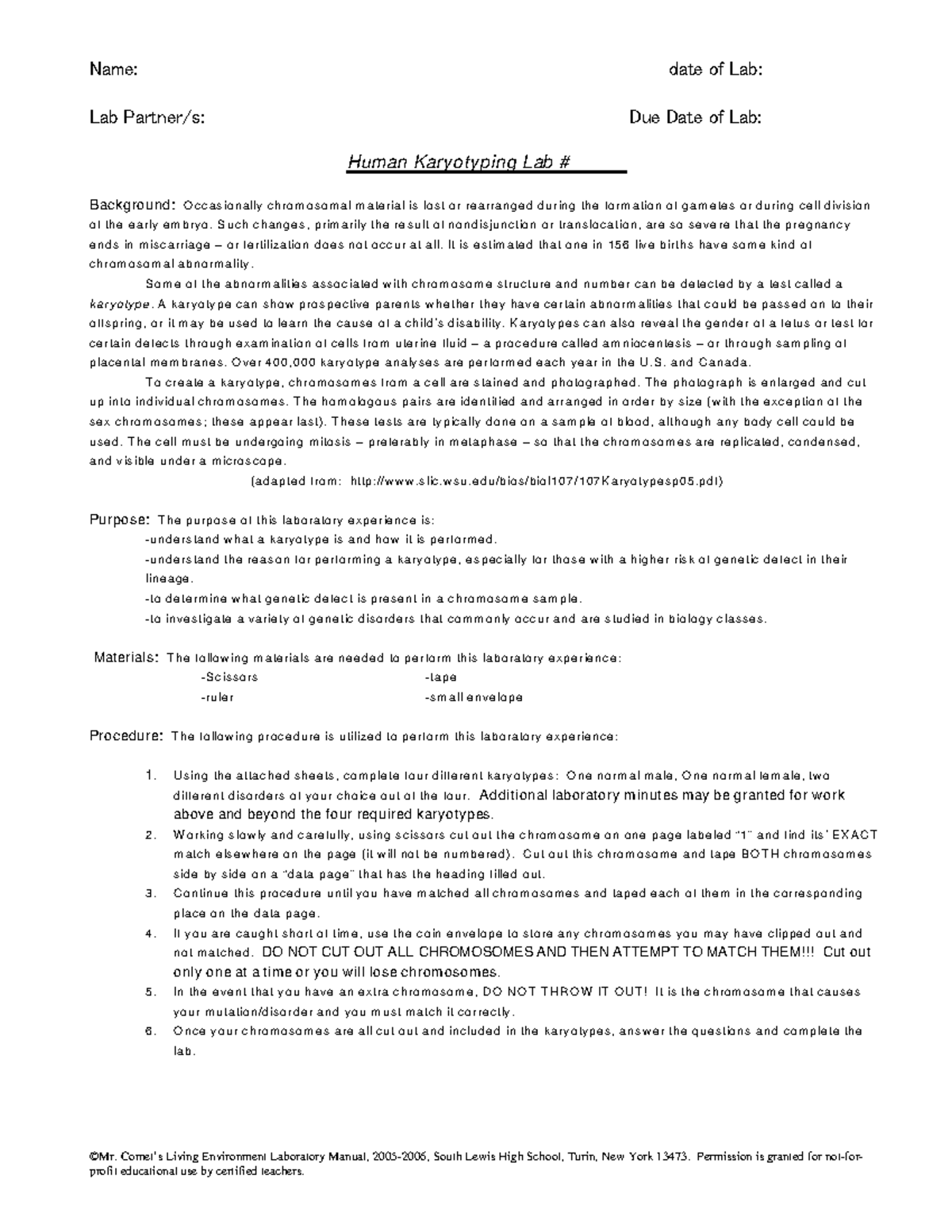 Ex5: Human Karyotyping Lab Activity and Analysis Guide - Studocu