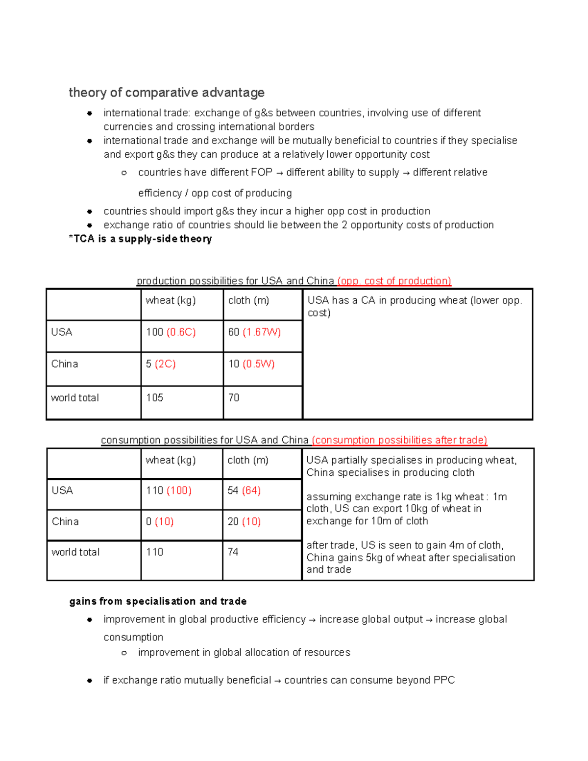 Theory of Comparative Advantage in International Trade (ECO 101) - Studocu