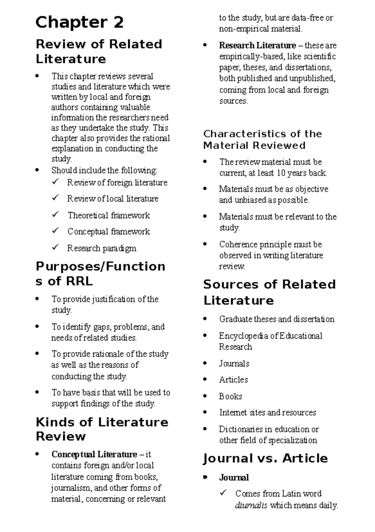 Chapter 2: Review of Related Literature - L5 Notes on Research - Studocu