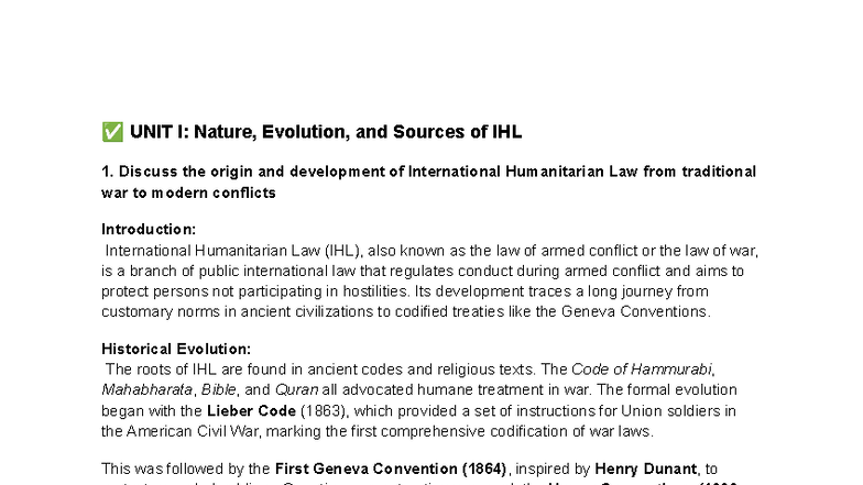 IHL 101: Nature, Evolution, and Key Developments in Humanitarian Law ...