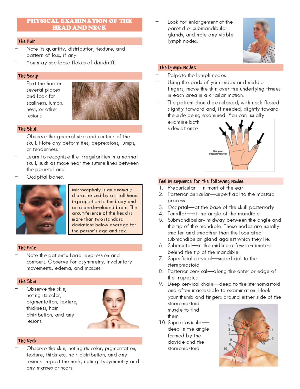 NCM101 Final Exam Study Notes: Physical Examination of Head & Neck ...