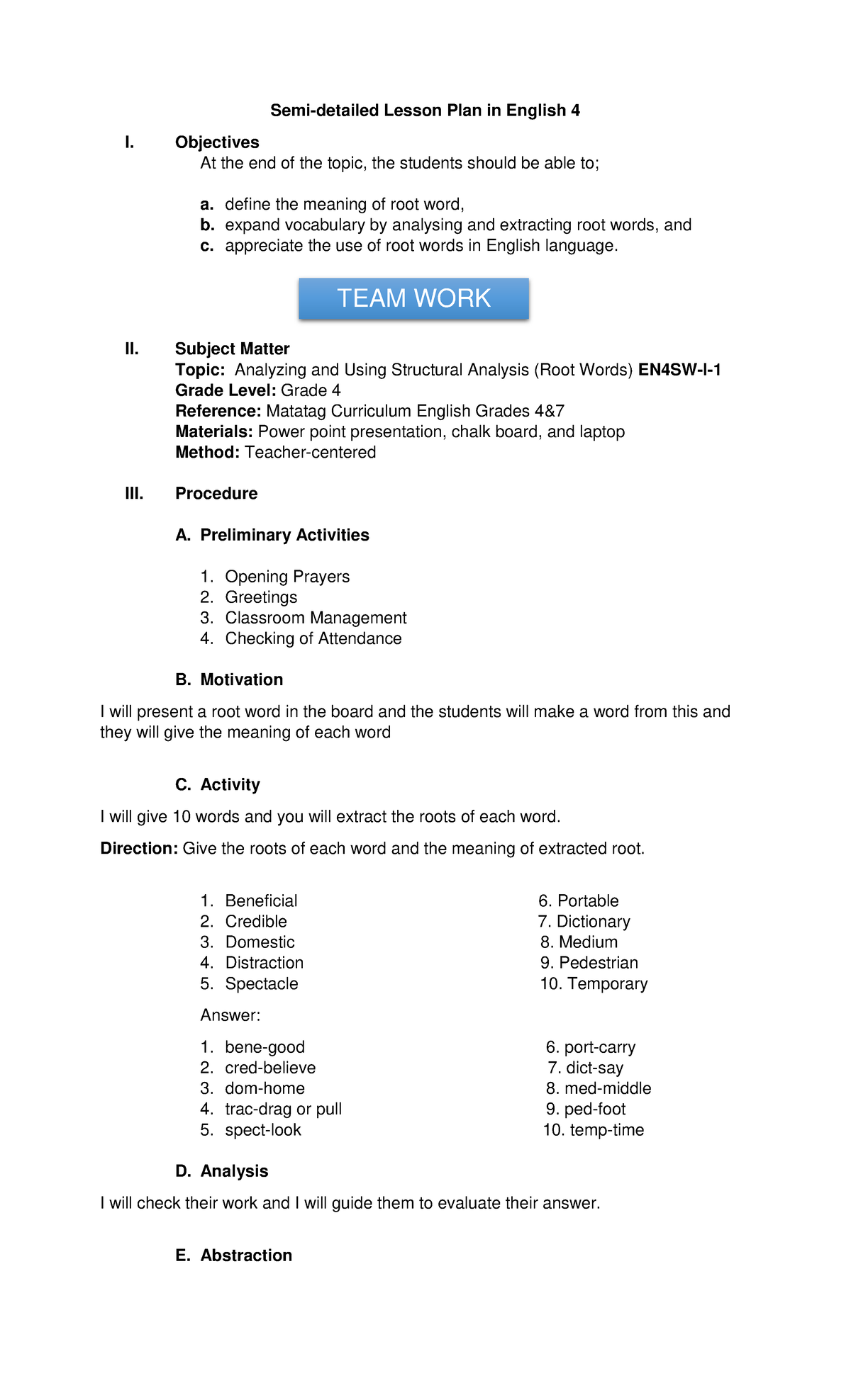 Exle Of Semi Detailed Lesson Plan In Filipino English - Infoupdate.org