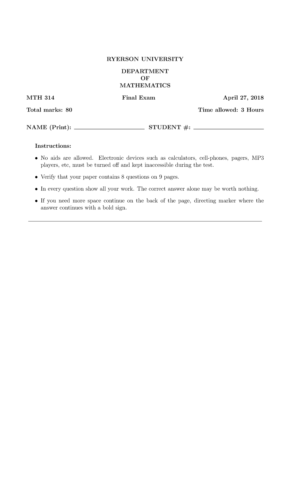 2018 W MTH 314 Final Exam Questions and Instructions - Studocu
