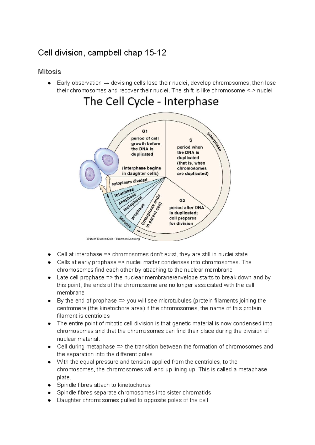BIOL1003 Classical Genetics: Mitosis and Meiosis Overview - Studocu