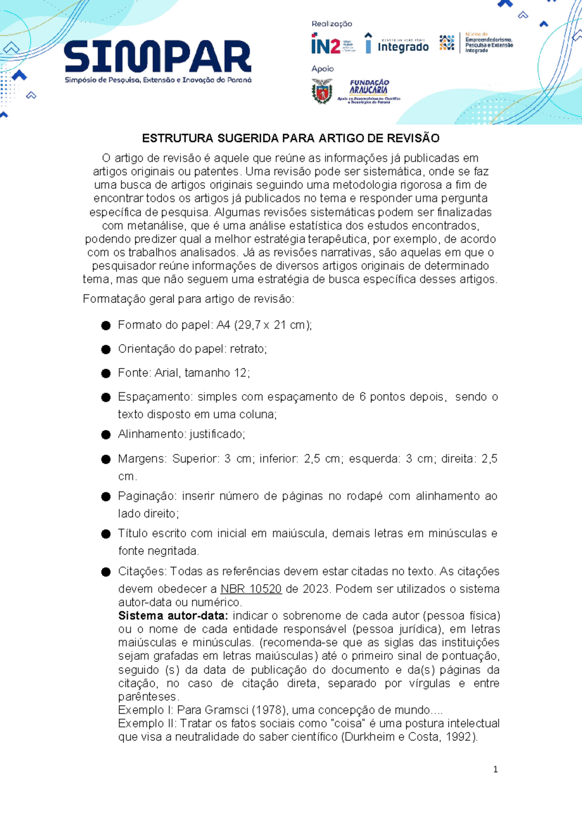 Estrutura Sugerida para Artigo de Revisão - SIMPAR 2025 - Studocu