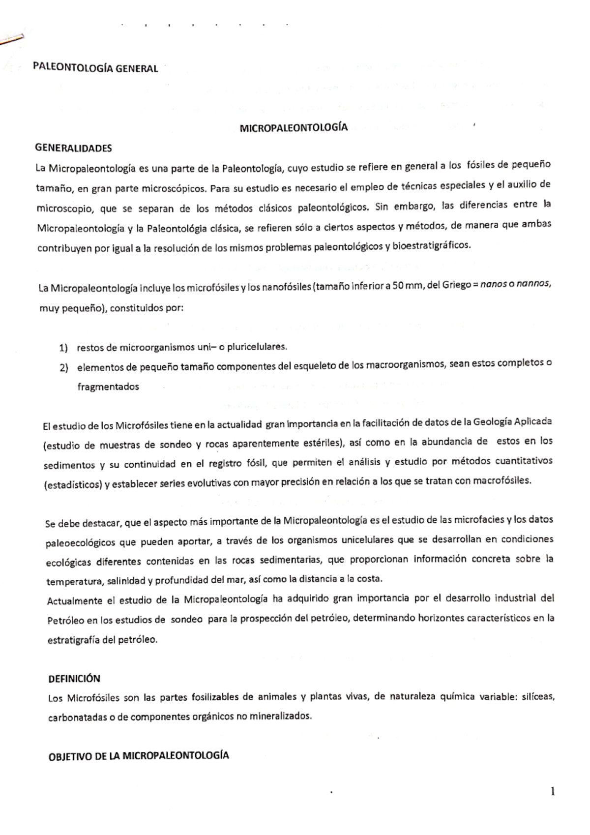 Microfosiles - PALEONTOLOGÍA GENERAL MICROPALEONTOLOGÍA GENERALIDADES ...