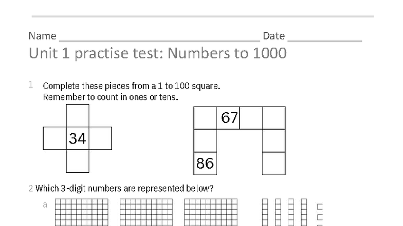 Grade 2 Semester 1 Revision: Practice Tests for Units 1-5 - Studocu