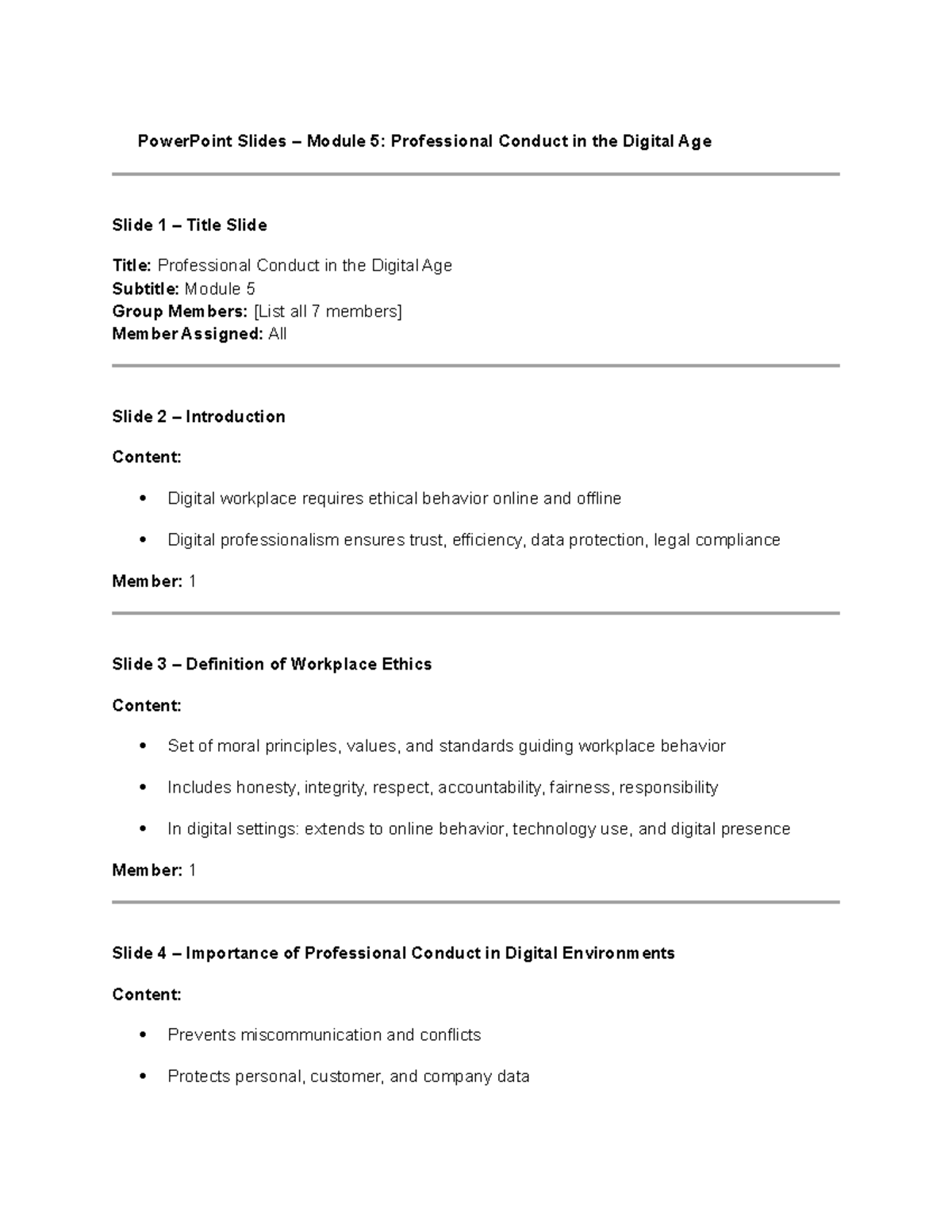 Group 5: Professional Conduct in the Digital Age - Module 5 Slides ...