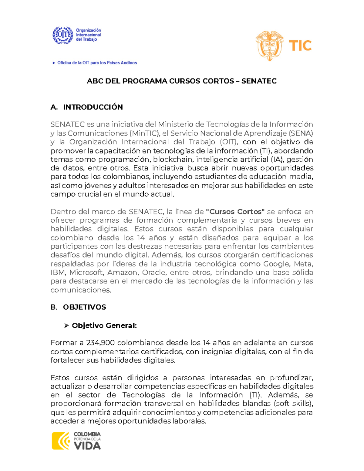 Programa de Cursos Cortos SENATEC: Oportunidades en TI y Habilidades ...