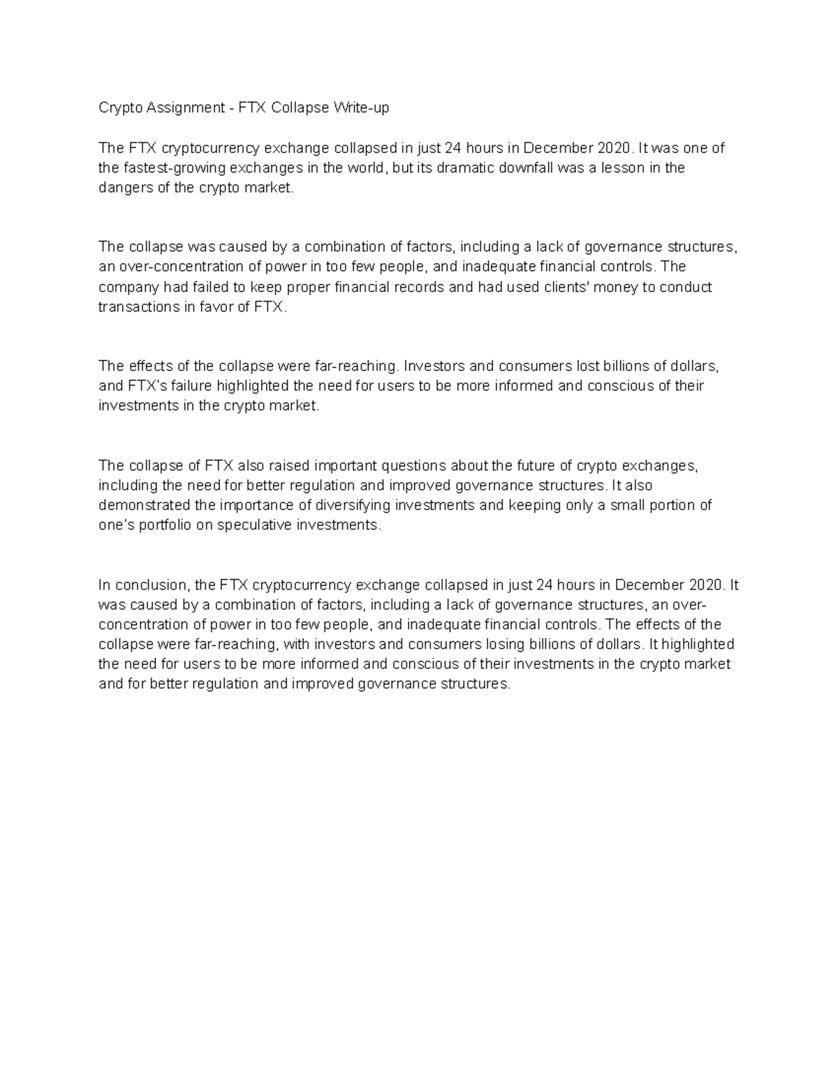 FTX Collapse - FTX exchange - Crypto Assignment - FTX Collapse Write-up ...
