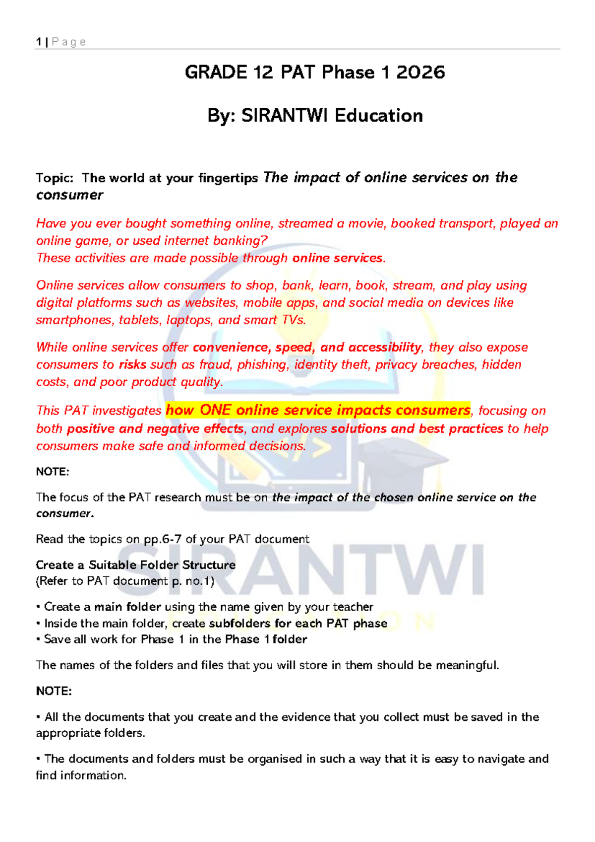 GRADE 12 PAT Phase 1 2026: The Impact of Online Shopping on Consumers ...