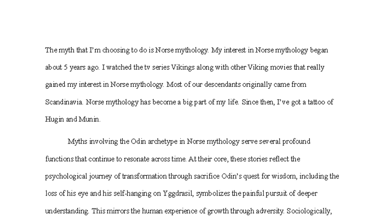 World Mythology Milestone 1 - The myth that I’m choosing to do is Norse ...