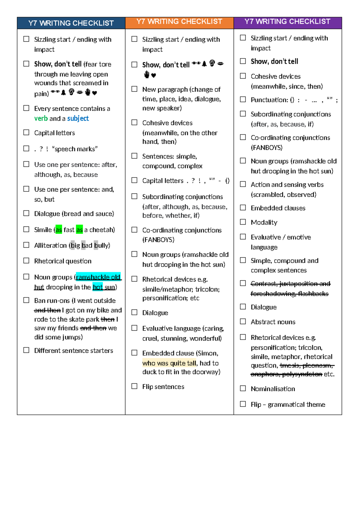 Y7 Recount Writing Checklist: Essential Elements & Techniques - Studocu
