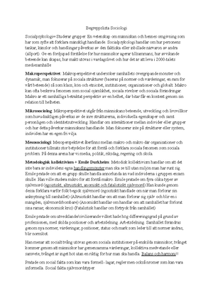 [Solved] Definiera makro meso och mikroperspektiv - Sociologiska och ...