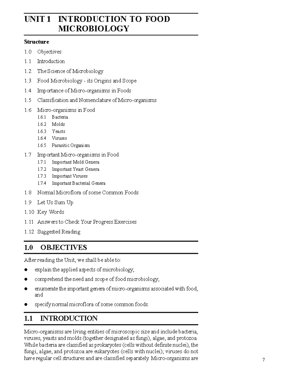 UNIT 1: Introduction to Food Microbiology - Key Concepts and Organisms ...