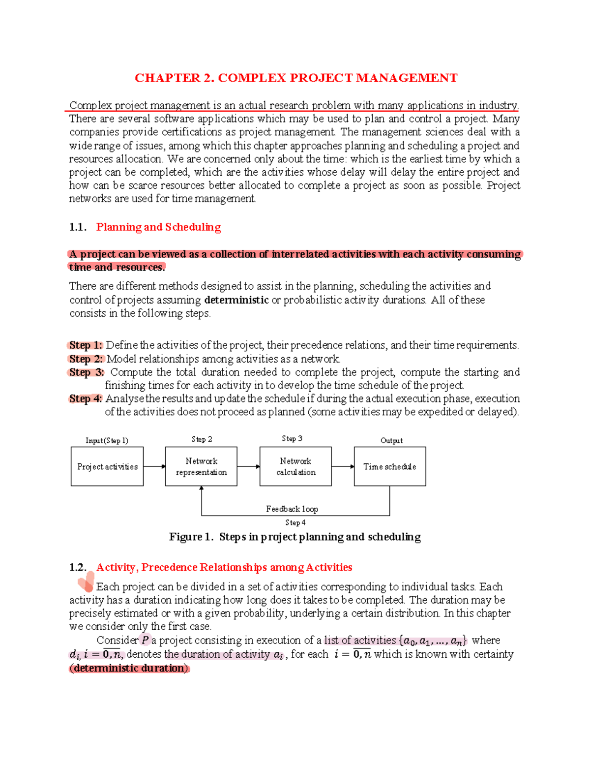 Chapter 2: Complex Project Management - Planning & Scheduling ...