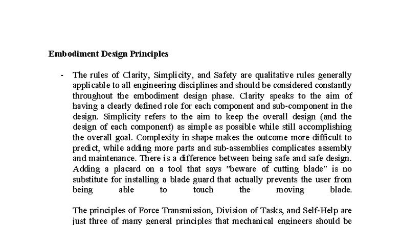 Embodiment Design Principles: Clarity, Simplicity & Safety in ...