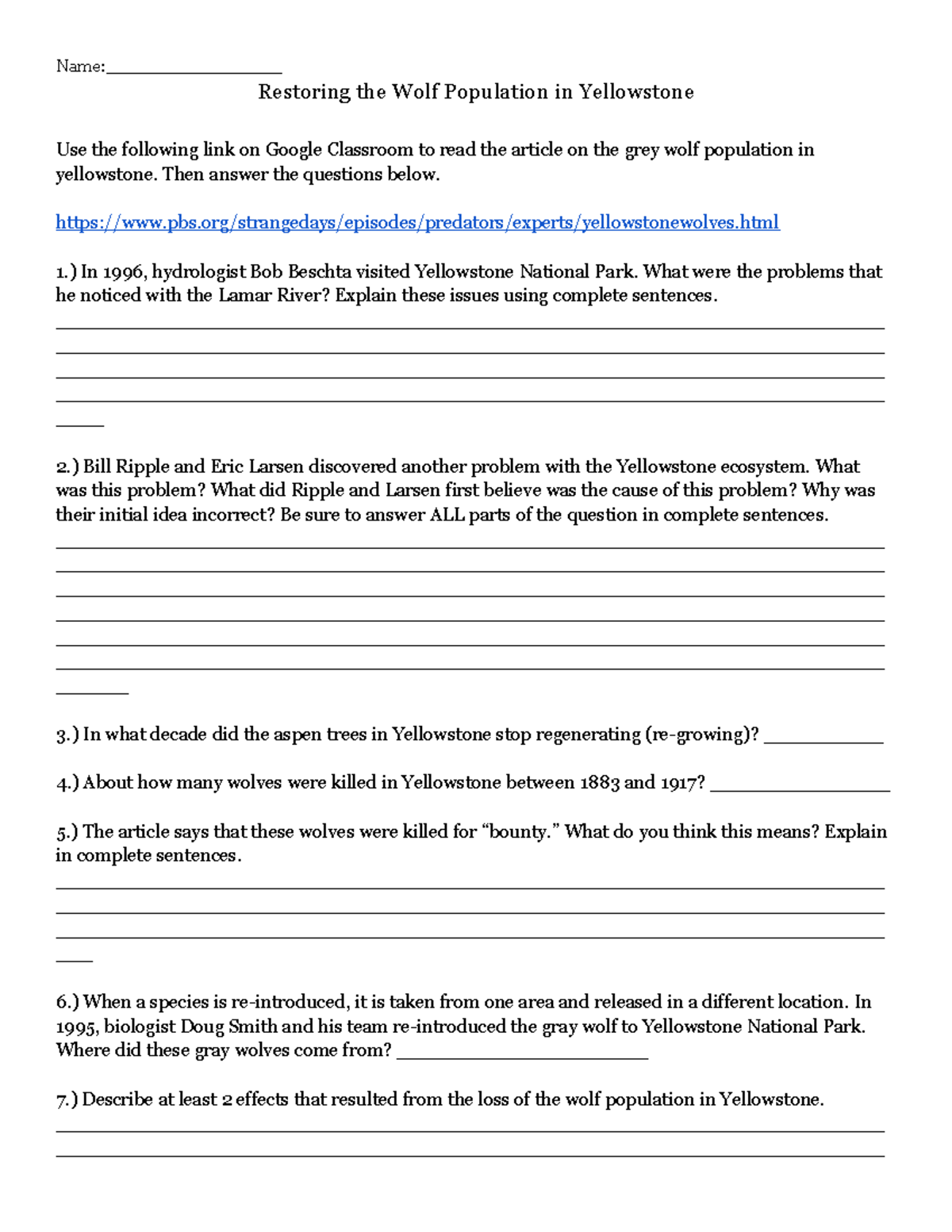 Restoring the Wolf Population in Yellowstone: Ecosystem Impact & Food ...