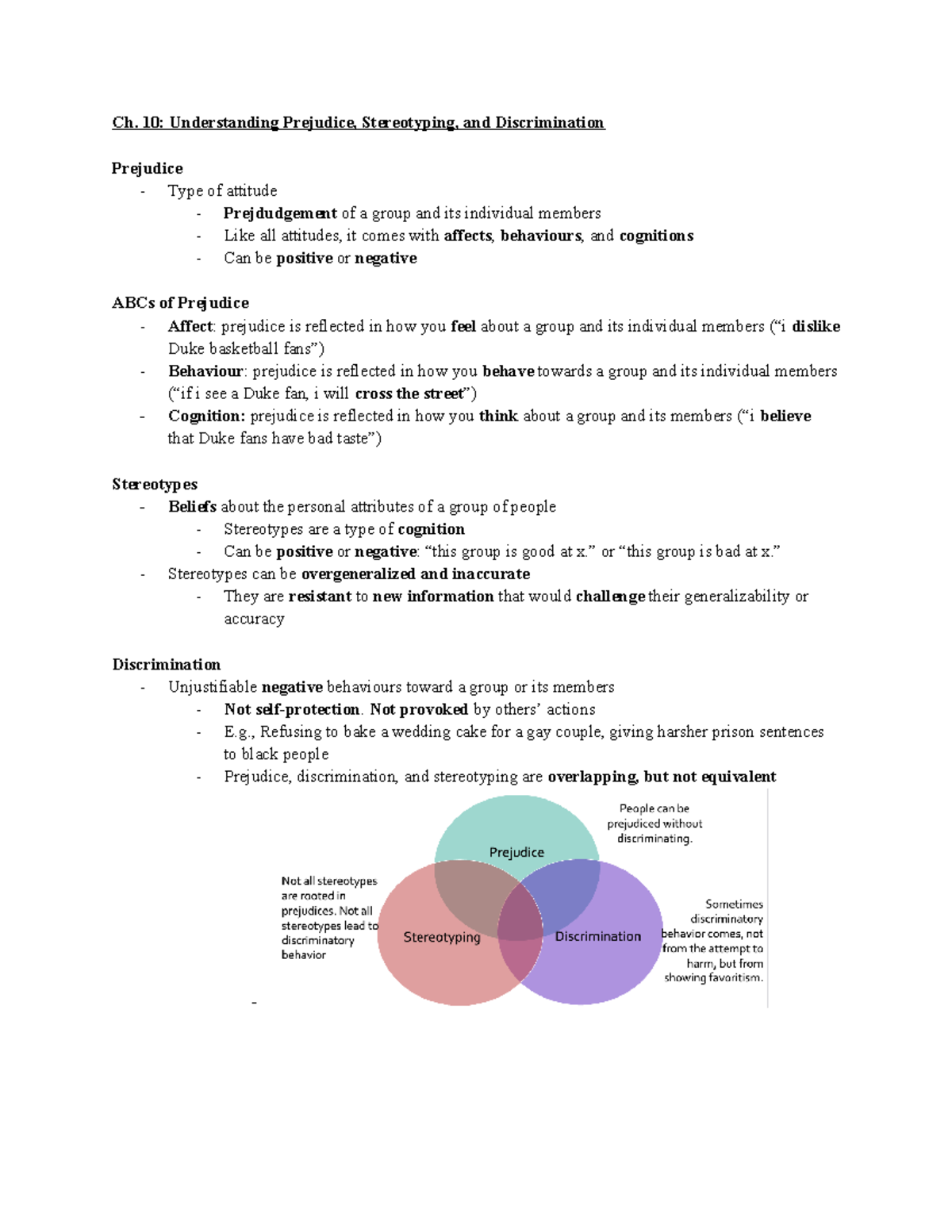 Ch. 10 Understanding Prejudice, Stereotyping, and Discrimination - Ch ...