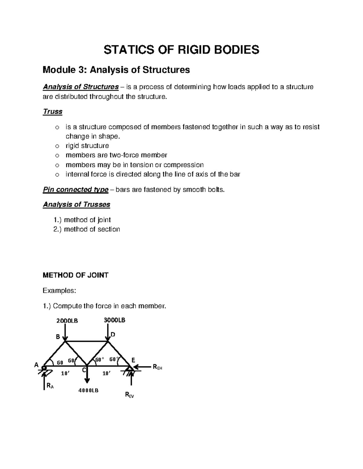Analysis of Structures - Statics Of Rigid Bodies - TIP - Studocu
