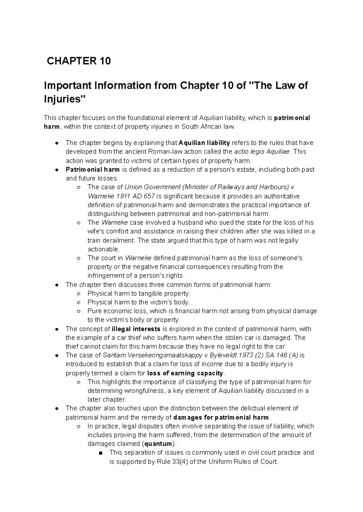 Title: LAW 302 - Delict Notes: Writing Legal Memorandums and Key ...