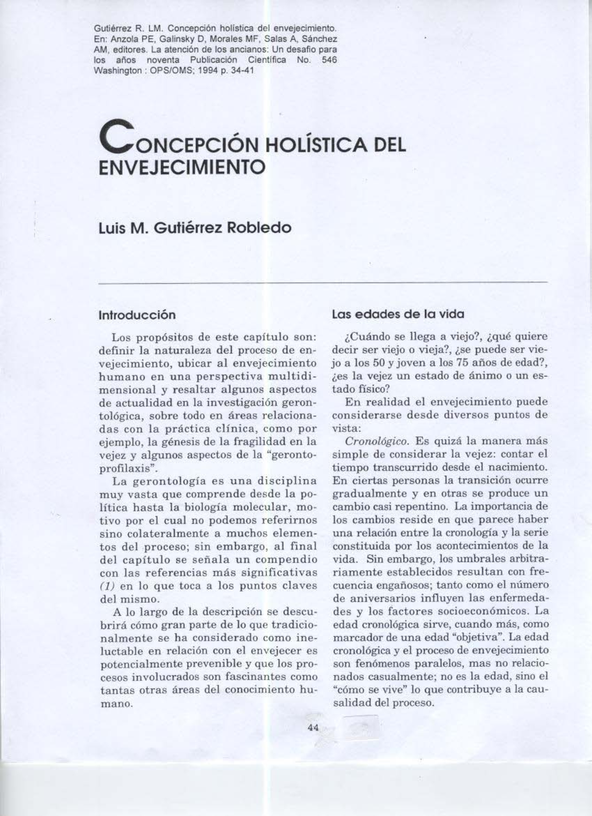 Concepción Holística del Envejecimiento: Un Enfoque Multidimensional ...