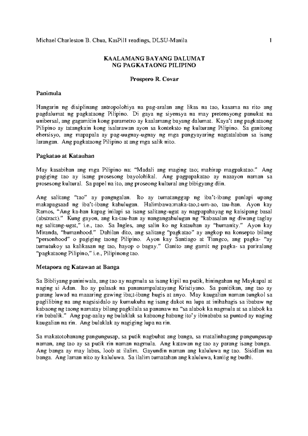 Pagsasaliksik sa Kaalamang Bayang Dalumat ng Pagkataong Pilipino - Studocu