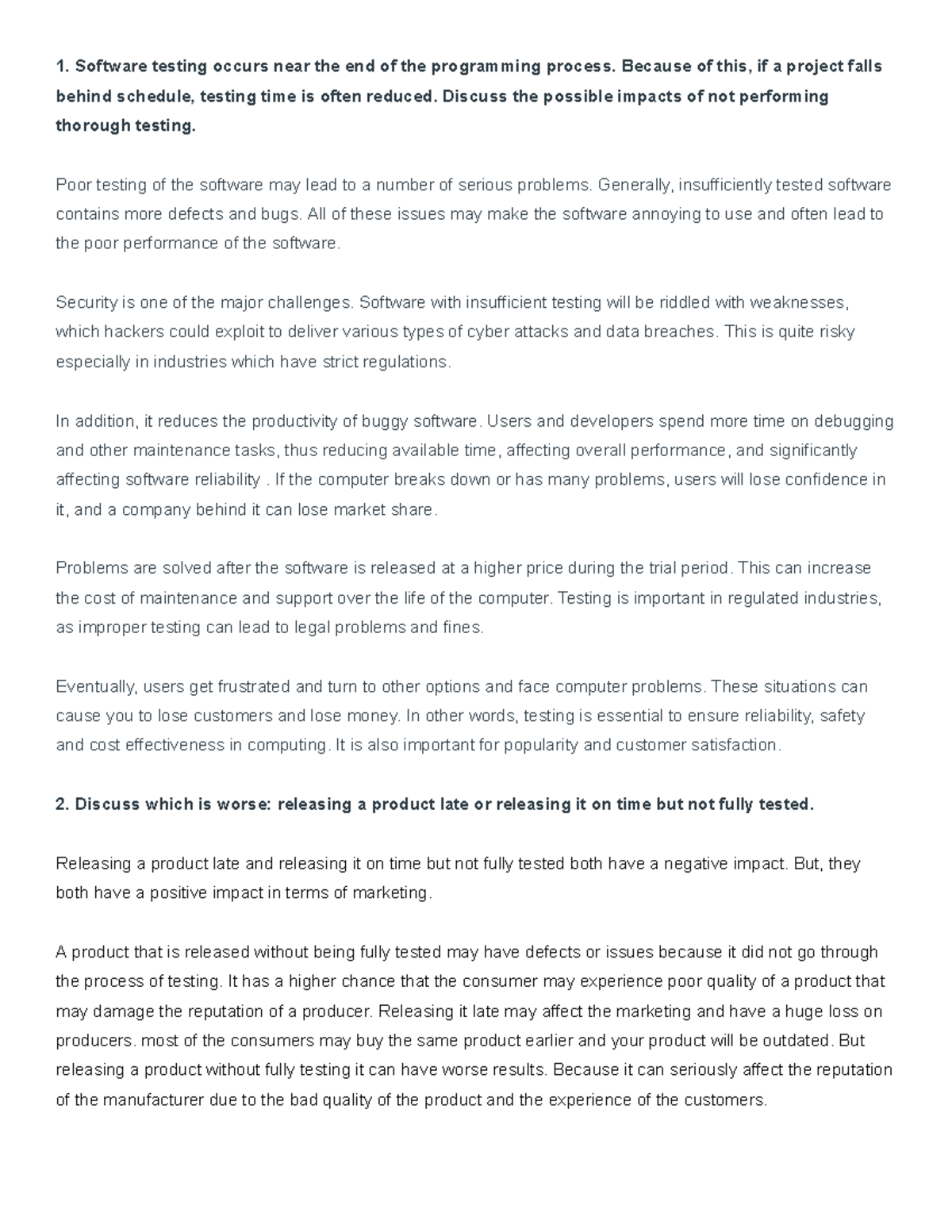 M1 Activity 1: Impacts of Insufficient Software Testing in IT1A - Studocu