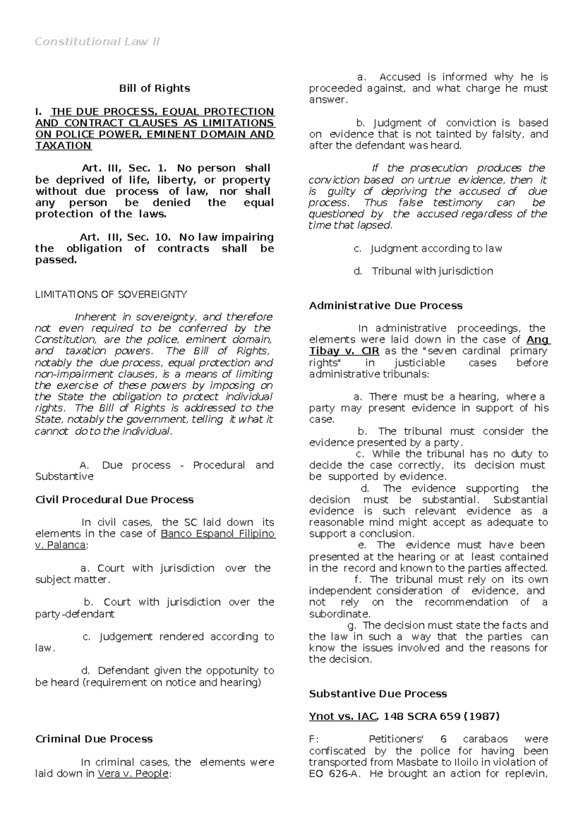 Bill of Rights: Due Process, Equal Protection & Limitations on State ...