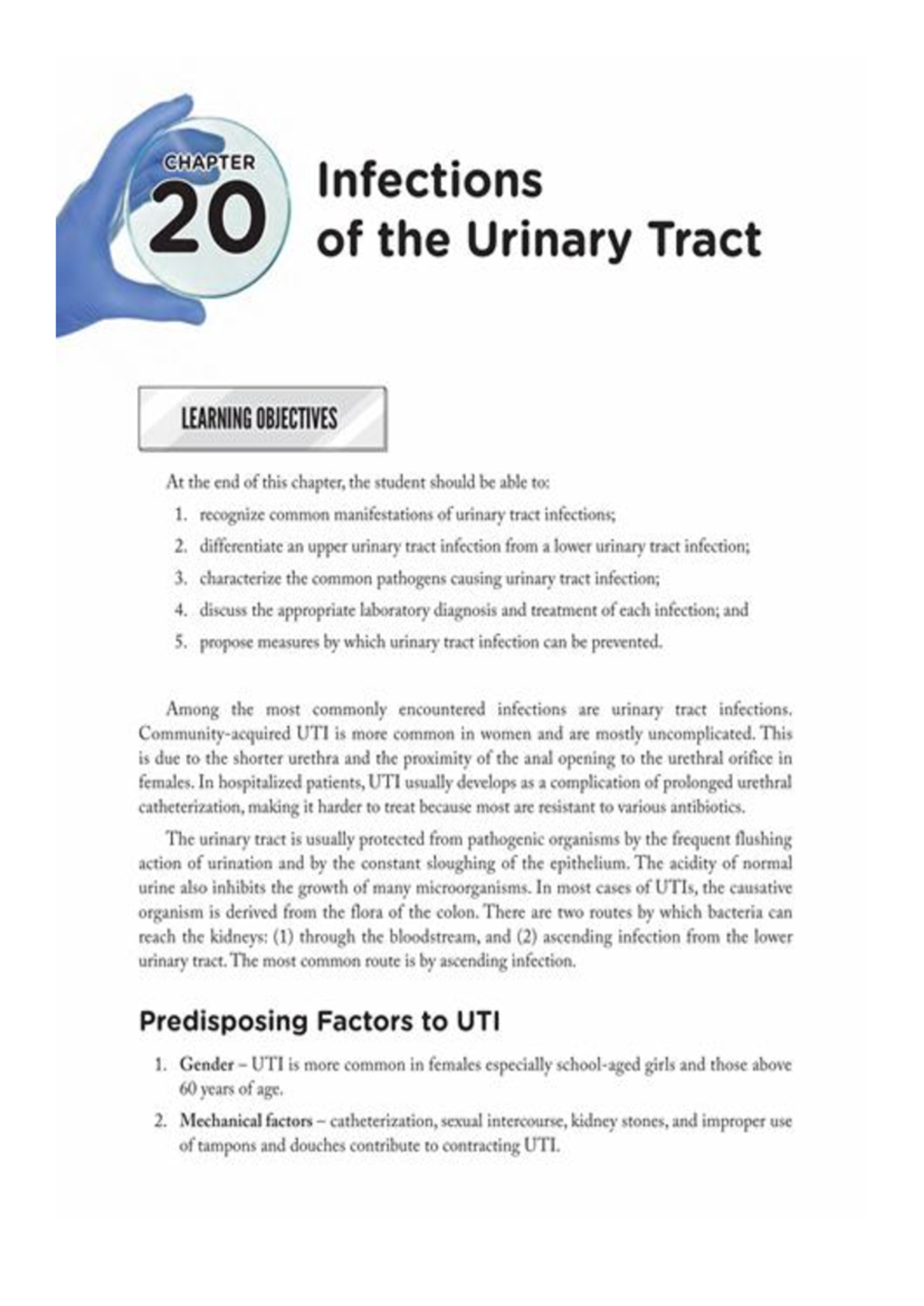 CHAPTER 20: Infections of the Urinary Tract - Key Learning Objectives ...