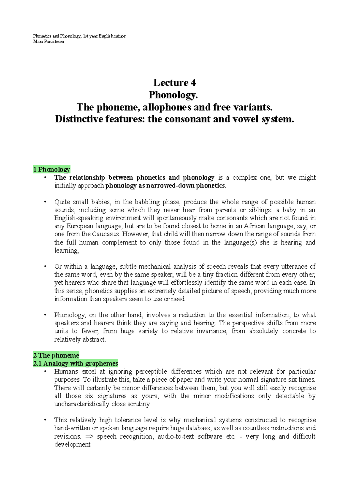 Lecture 4: Phonology - Phonemes, Allophones, and Variants (ENG101 ...