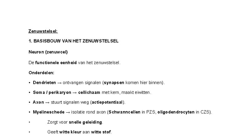 Zenuwstelsel: Basisbouw en Functies van Neuronen en Gliacellen ...
