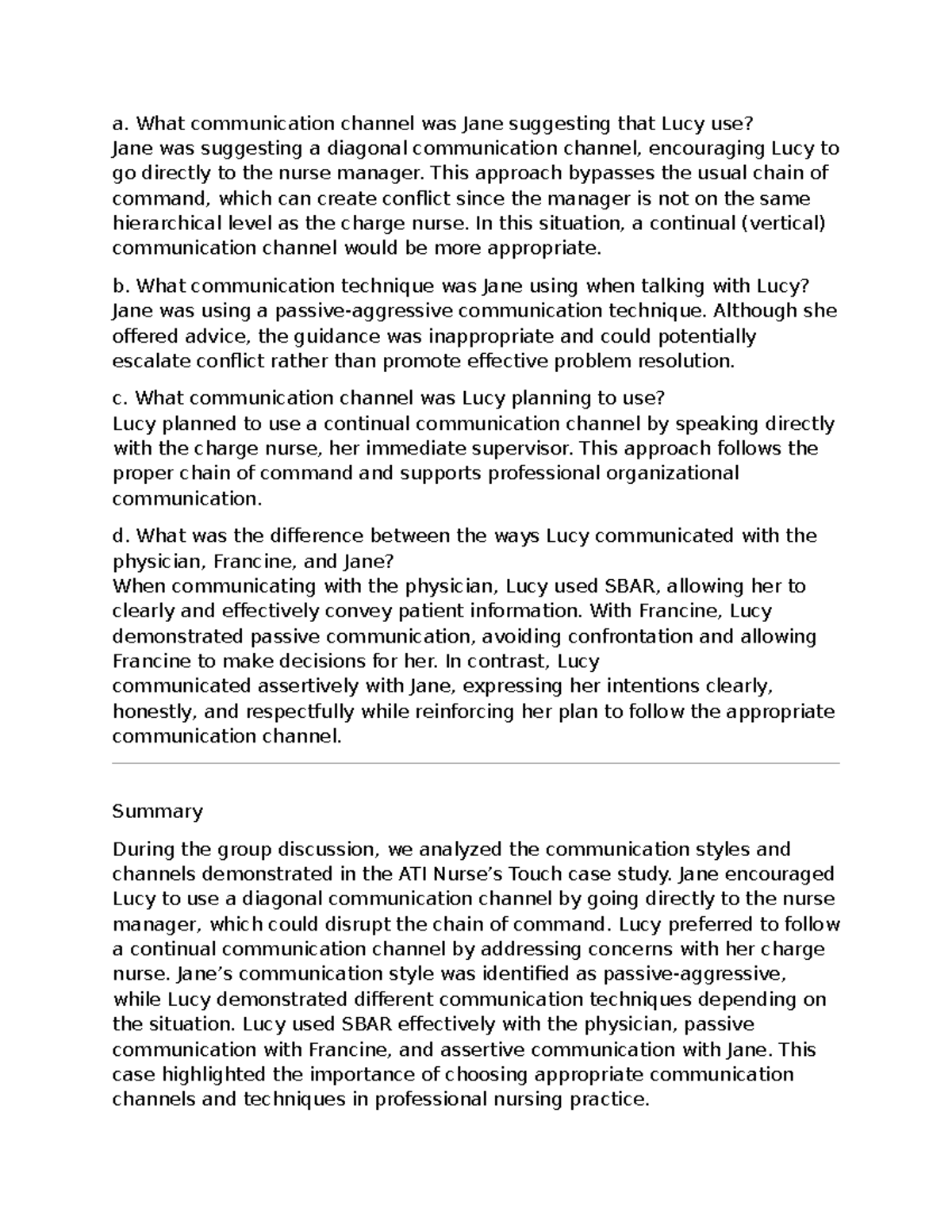 NUR218 Module 1: Analyzing Communication Channels in Nursing - Studocu