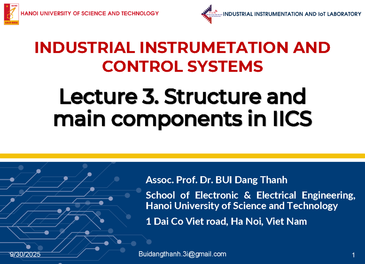 IICS Lecture 3: Structure & Main Components of Control Systems - Studocu