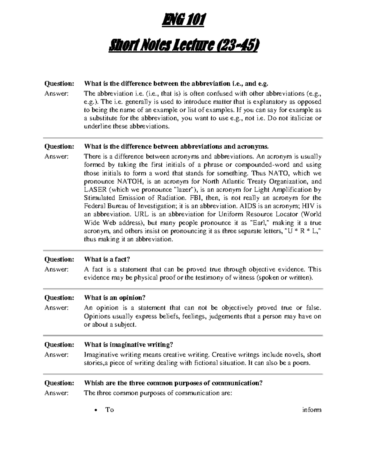 ENG101 Short Notes (2) (VUAnswer - ENG 101 Short Notes Lecture (23-45 ...