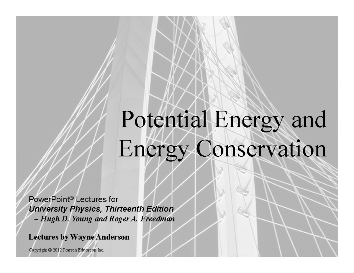 University Physics (Lecture 6): Potential Energy & Energy Conservation ...