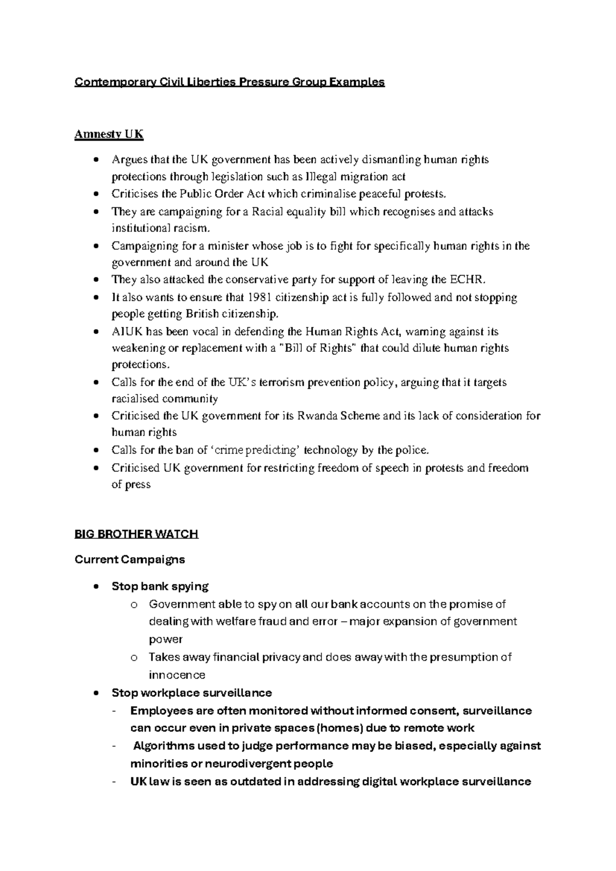 Contemporary Civil Liberties Pressure Groups: Case Studies Overview ...