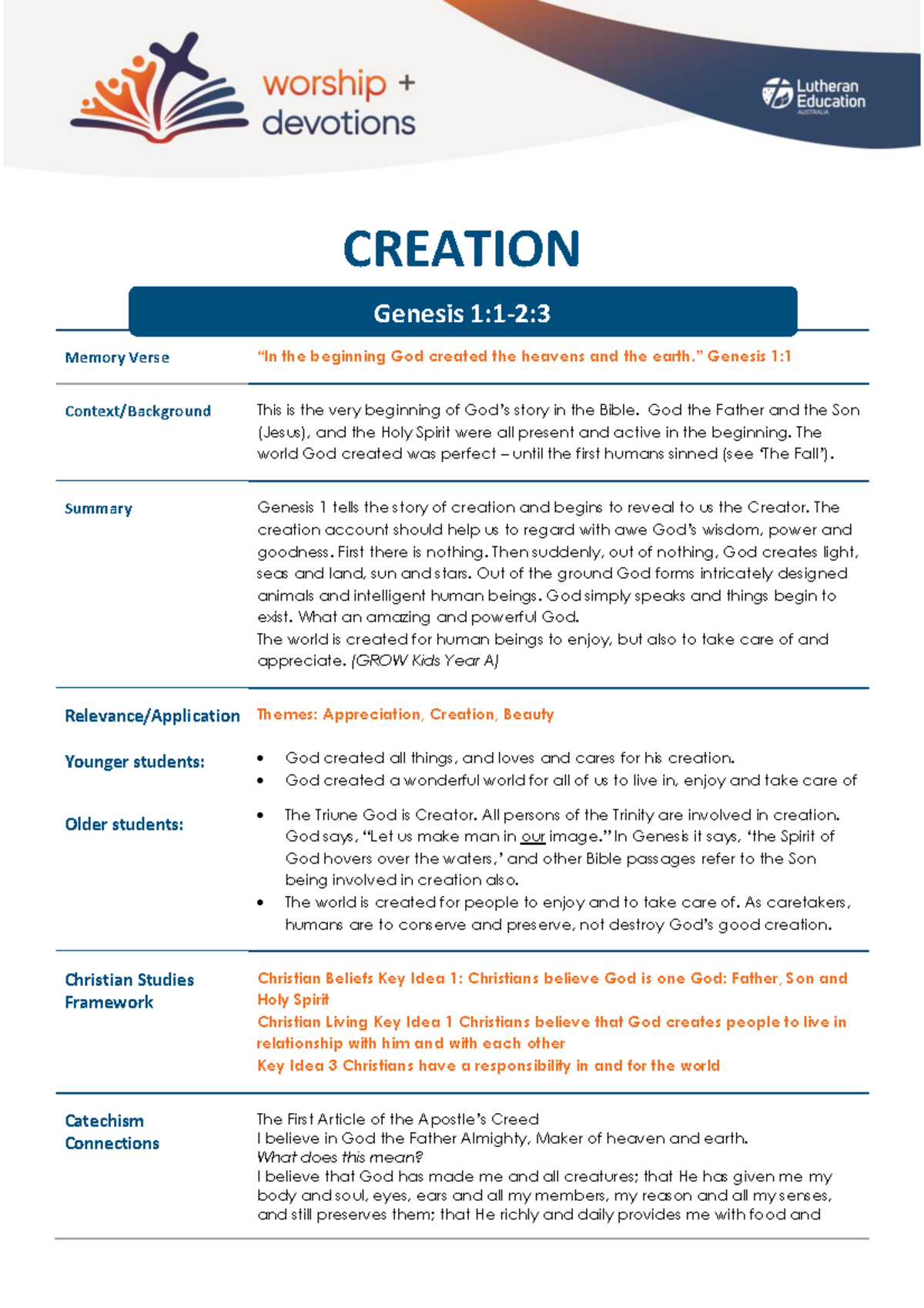 Exploring the Bible: Creation in Genesis 1:1 - A Study Guide - Studocu
