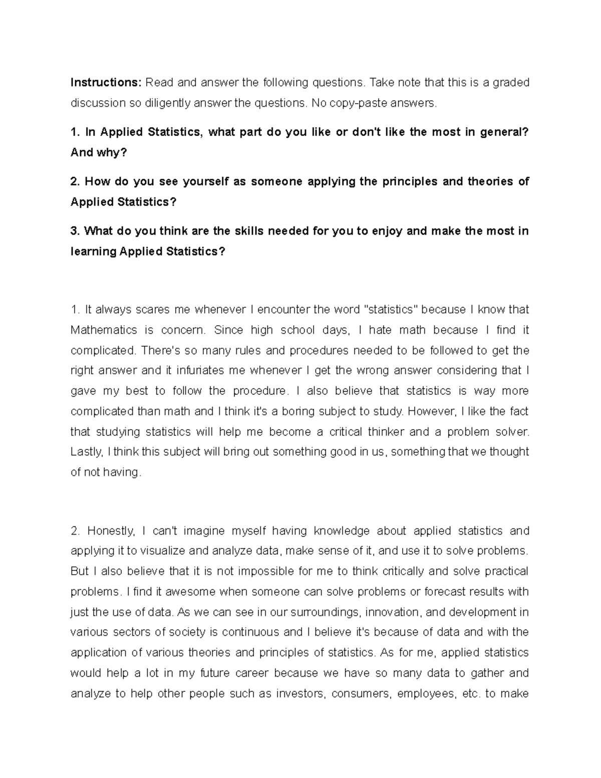 Introduction TO Statistics - Statistical Analysis With Software ...