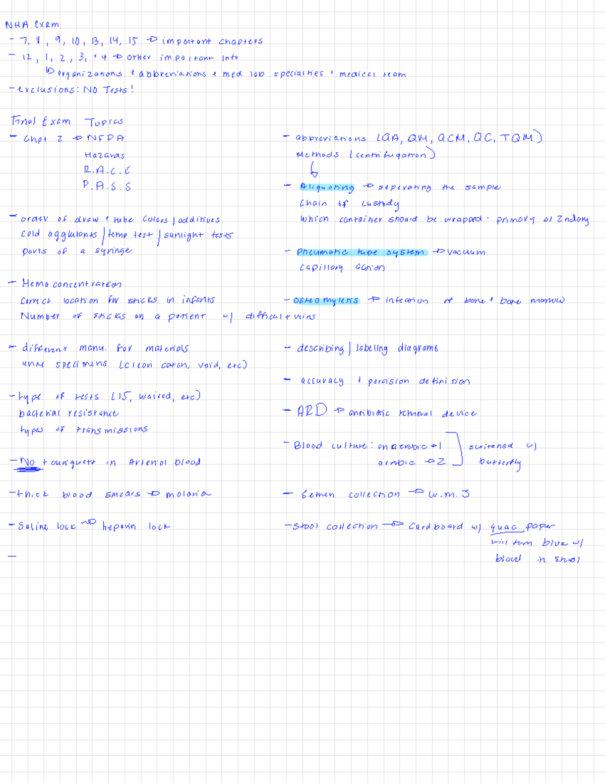 Notes - NHA exam 7 , 8 , 9 , 10 , B , 14 , 15 - important chapters 12 ...