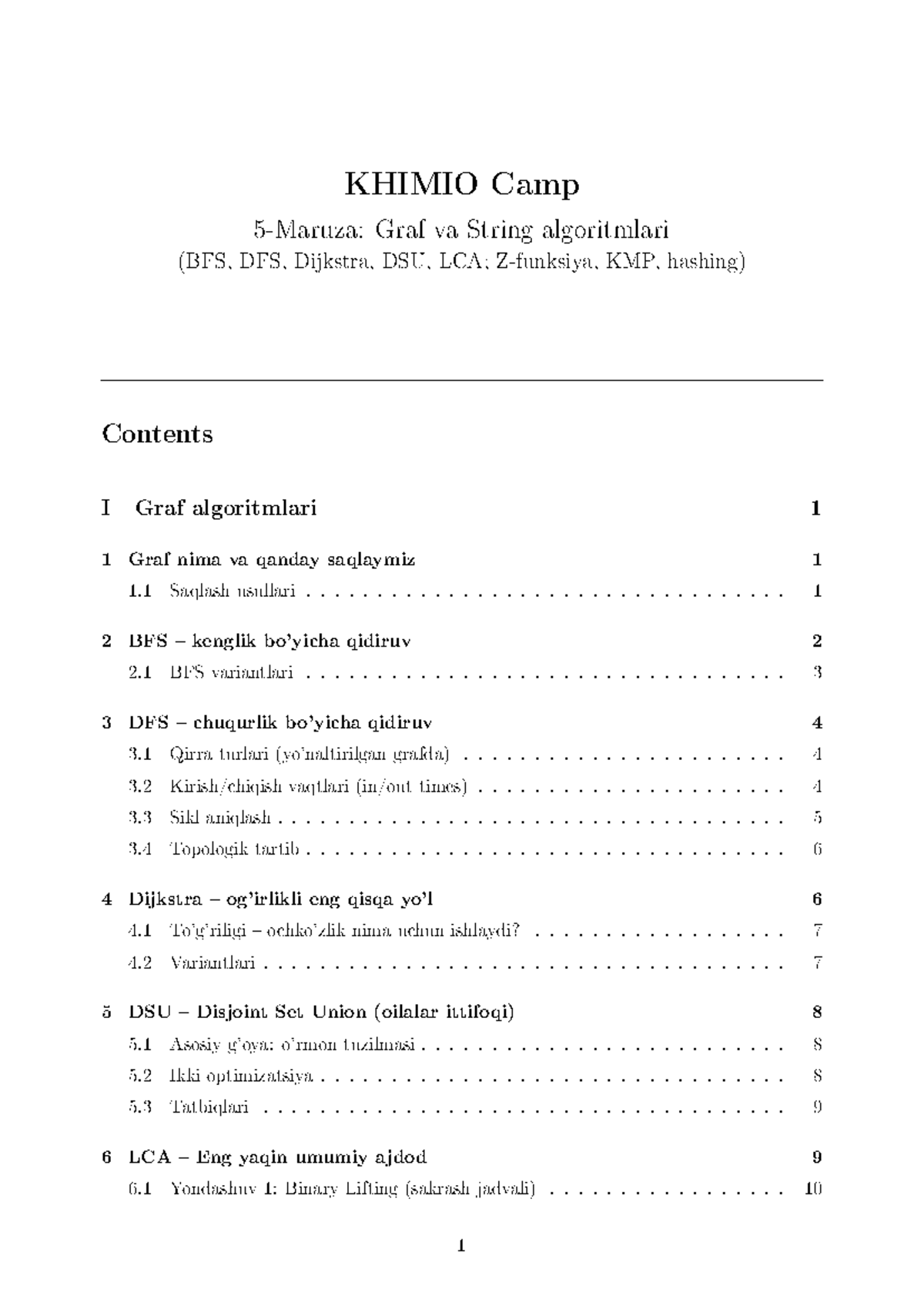 KHIMIO 05 - Graf va String Algoritmlari: BFS, DFS, Dijkstra, KMP ...