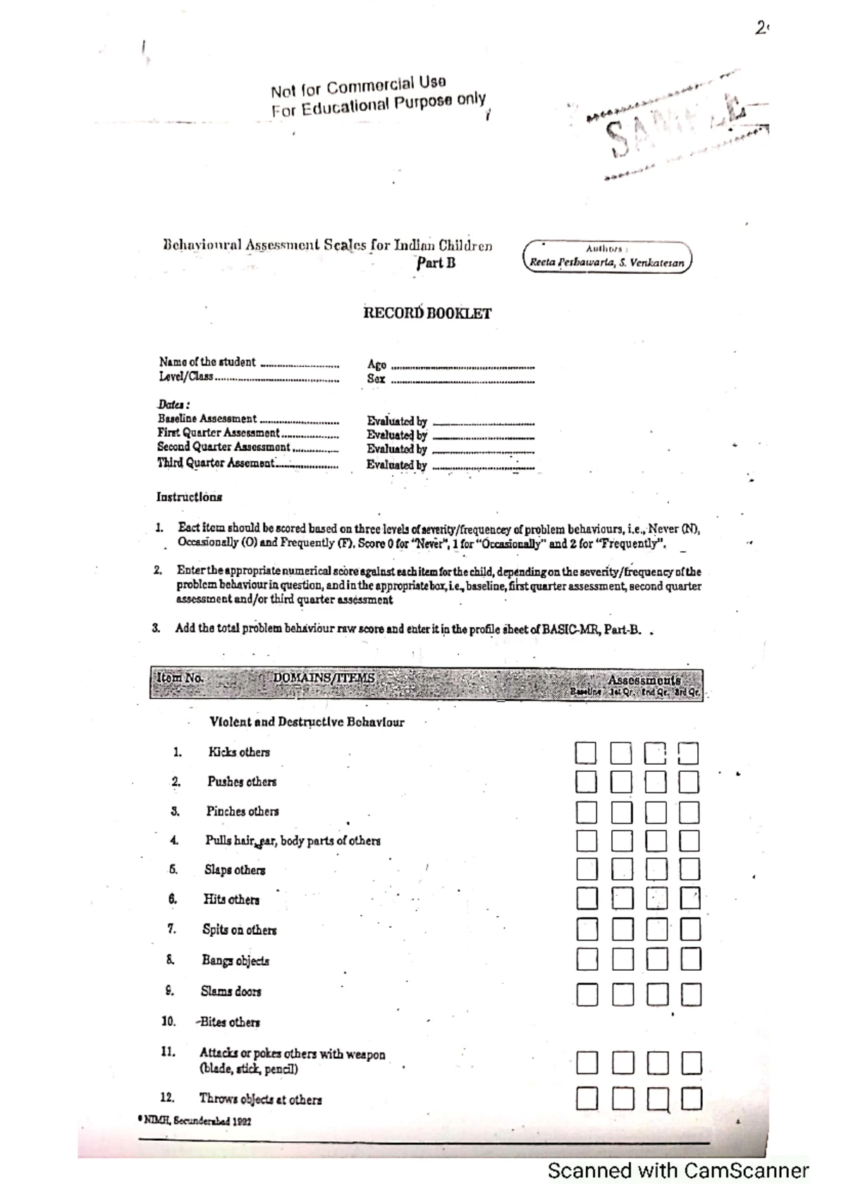 Bell’s Adjustment Inventory- Practical-1 - 1 PRACTICAL- GRADE-XII ...