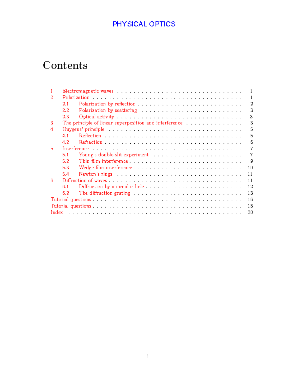 Physical Optics (PHYS 101): Interference, Diffraction, and Polarization Concepts - Studocu