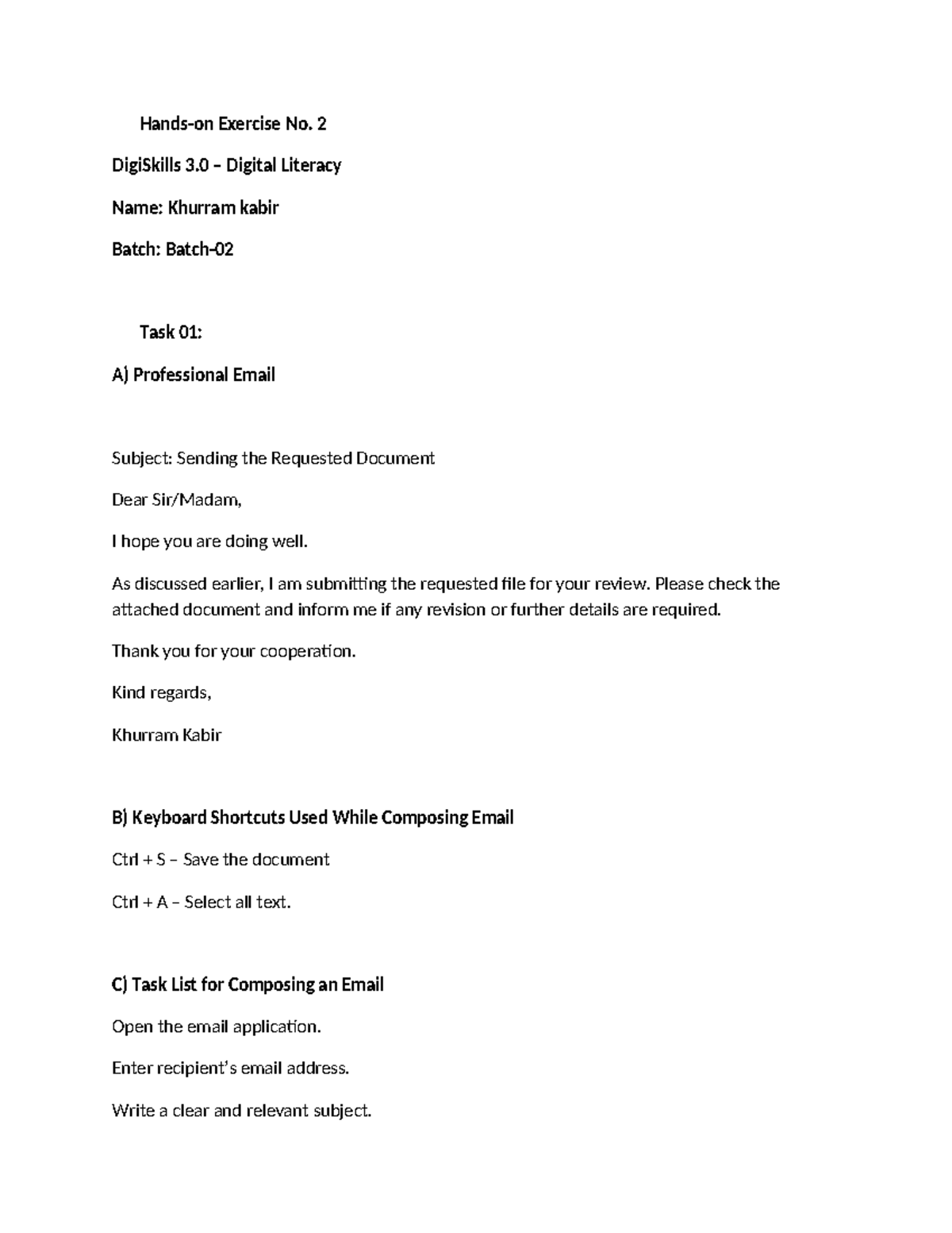 DigiSkills 3.0 Digital Literacy Exercise 2: Email Composition Guide ...