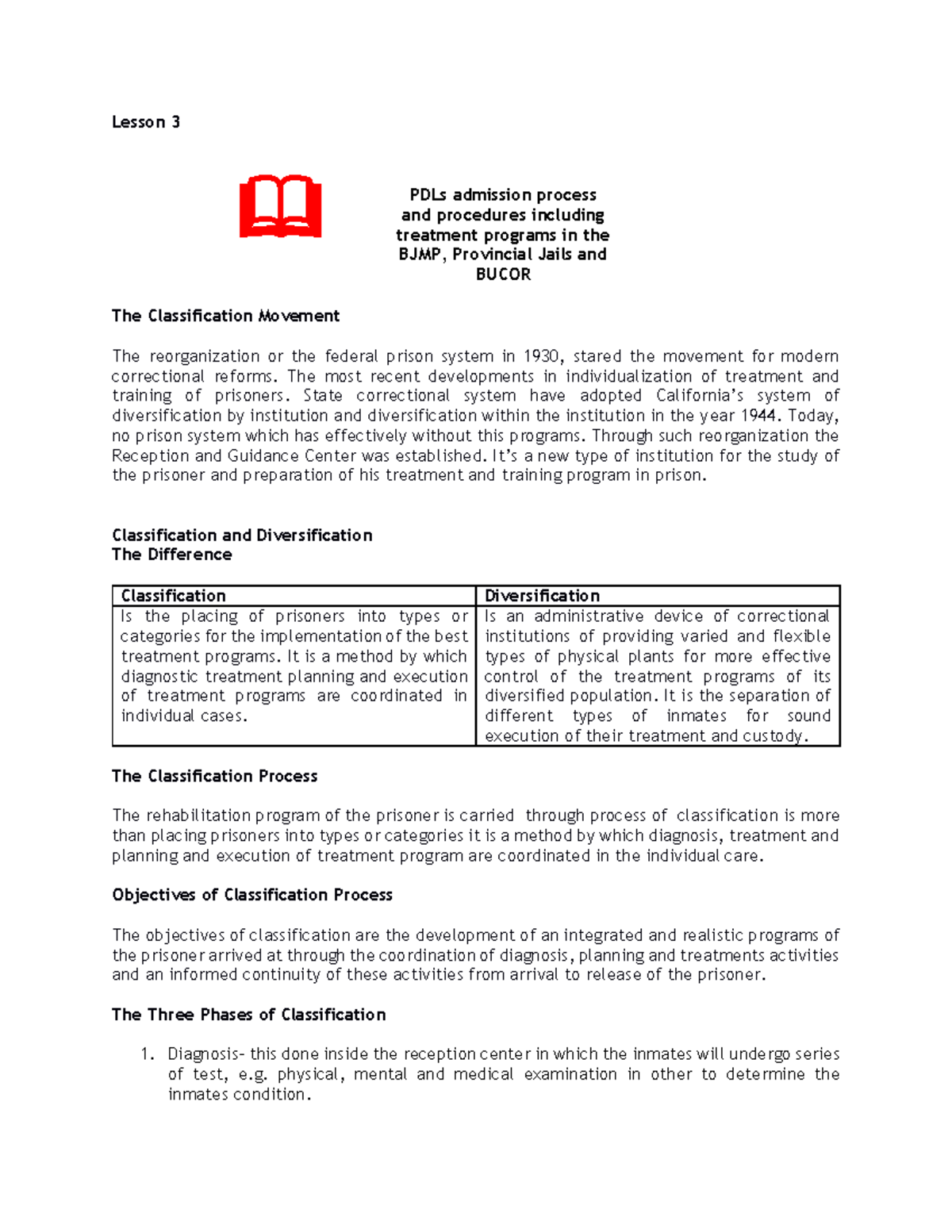 PDL Admission Process & Correctional Classification in the Philippines ...