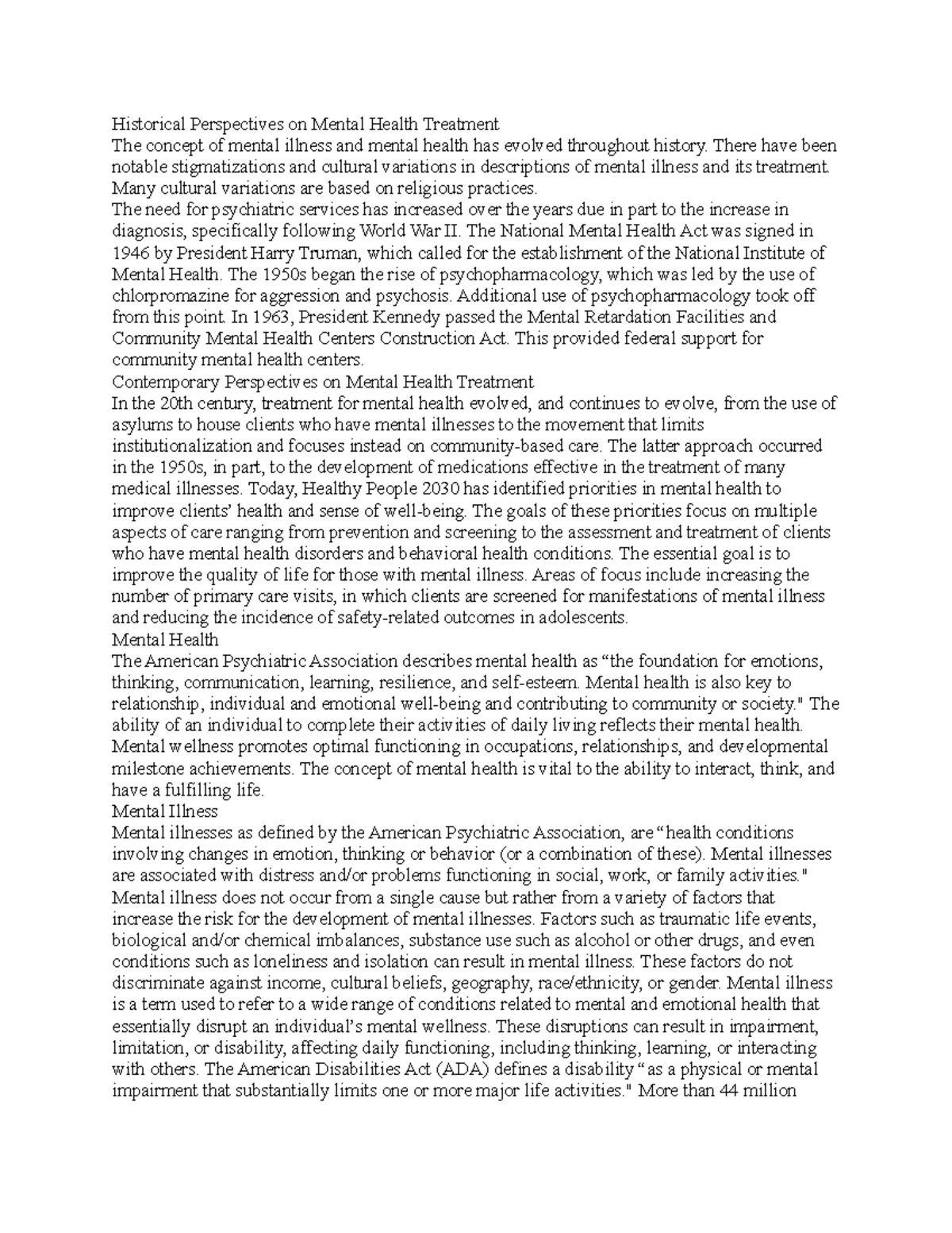 ATI Engage Week 1: The Nursing Process in Mental Health Care - Studocu