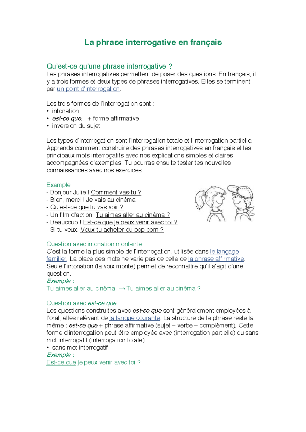 Fiche Interrogation A2-B1 : Construire des Phrases en Français - Studocu