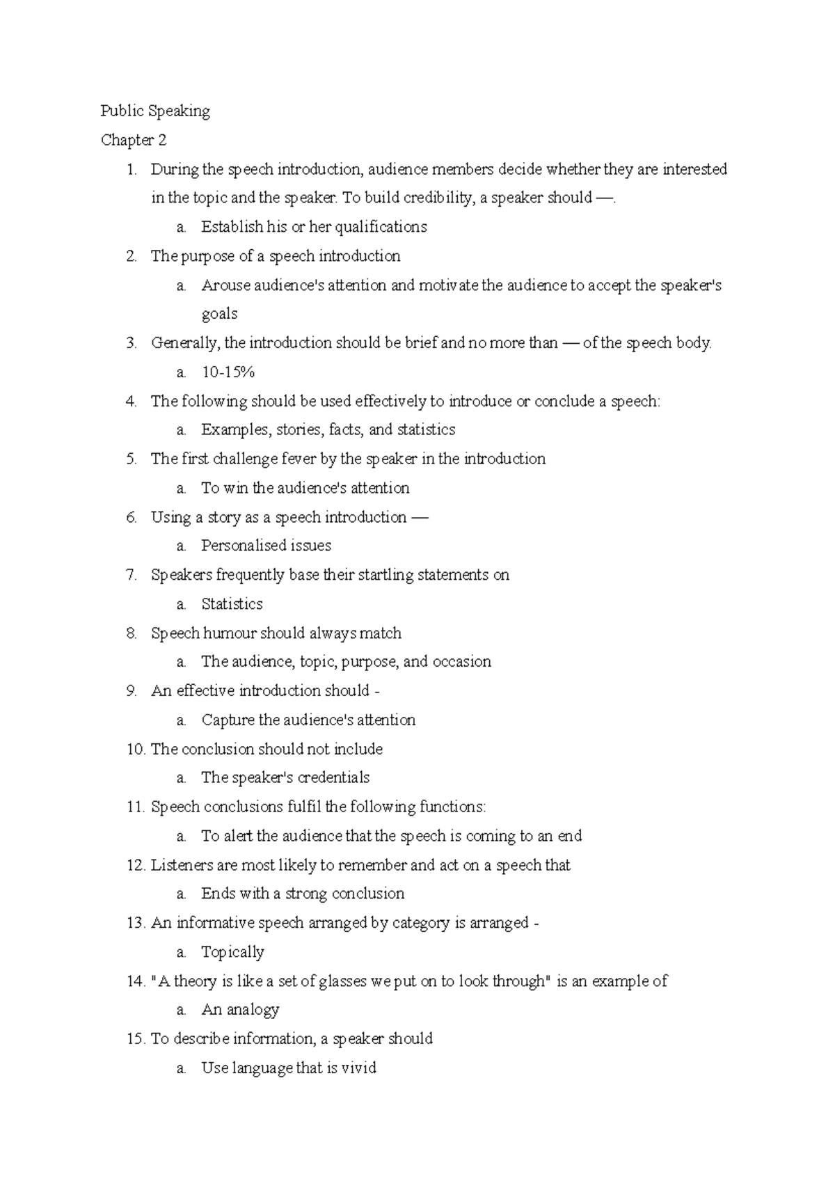 Chapter 2: Key Concepts in Public Speaking Techniques - Studocu