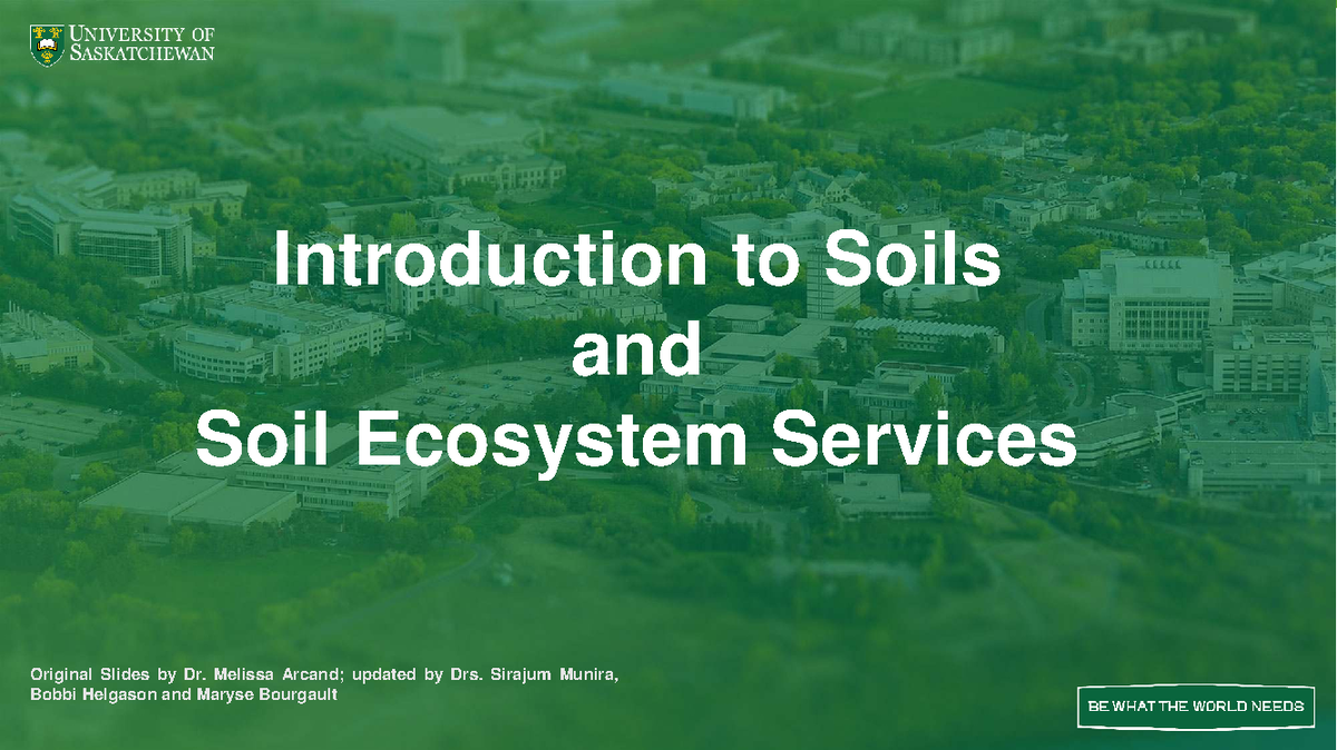 AGRC111 Soils Lecture 1: Introduction to Soil Ecosystem Services - Studocu