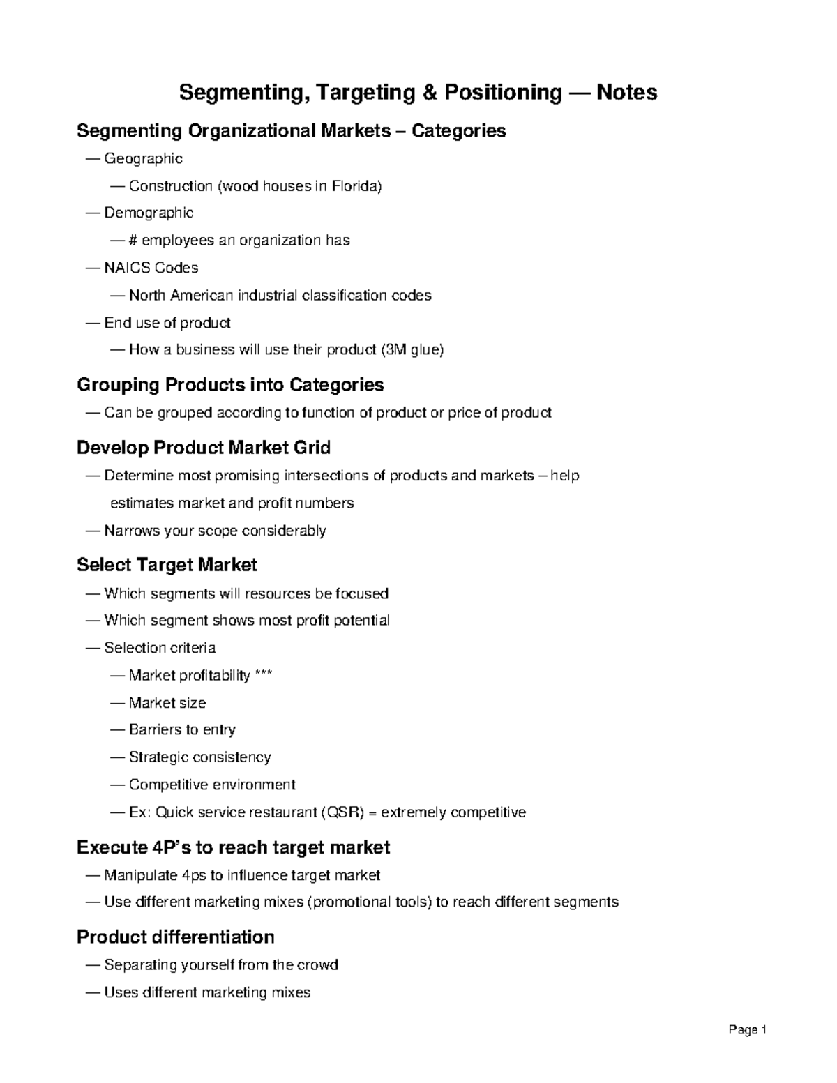 STP Notes - Lecture on Segmenting, Targeting & Positioning - Studocu